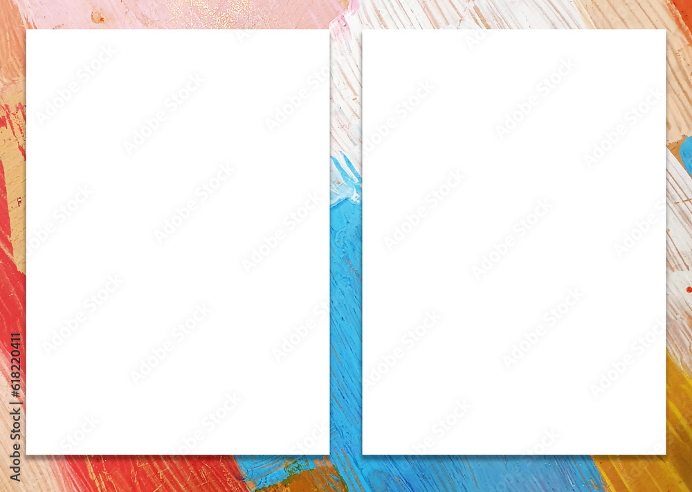 Edit grid with white margins on top of various colored brush touch ...