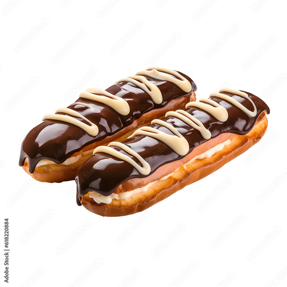 Eclairs, traditional french dessert. Isolated on transparent background ...