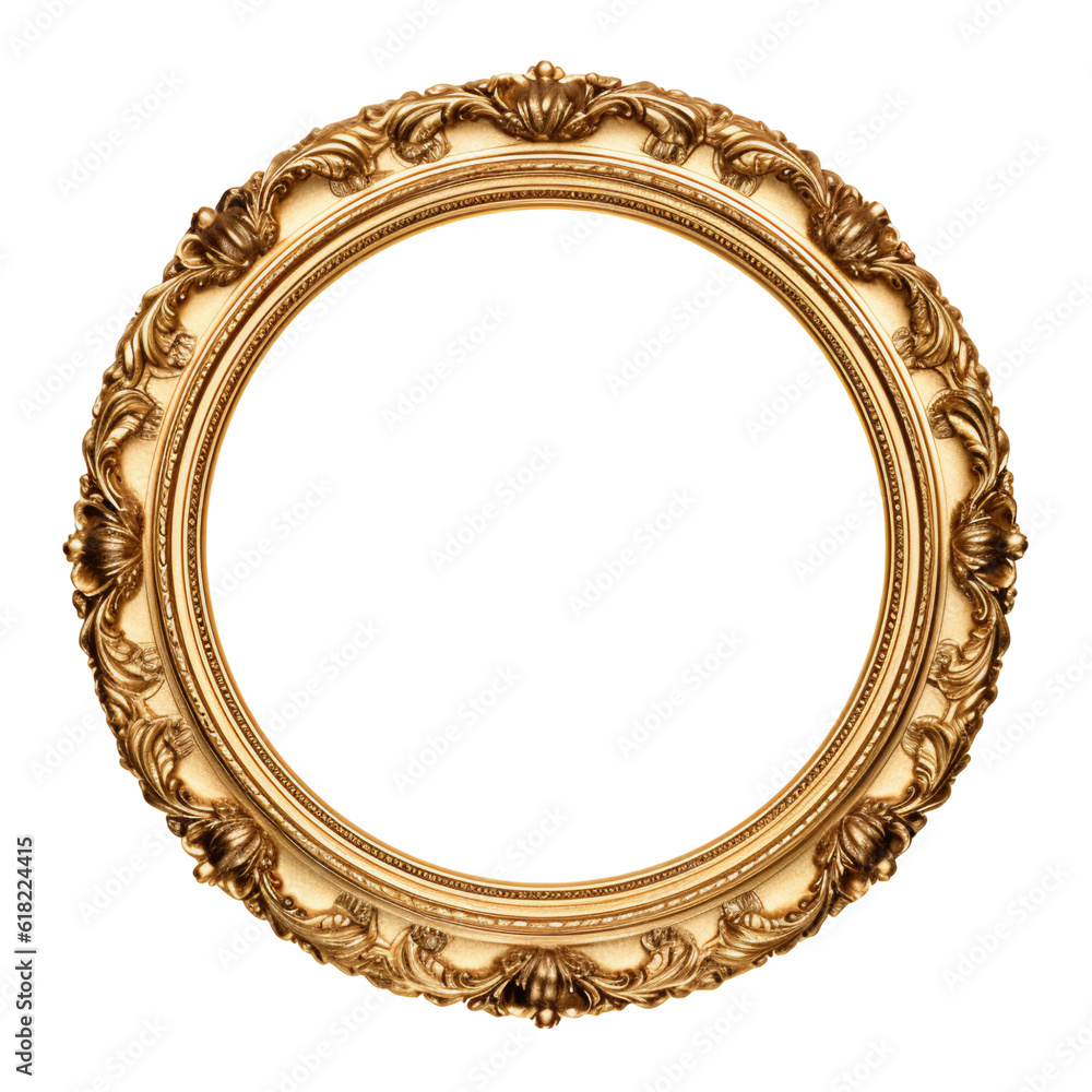 Antique circle frame gold isolated, Generative AI Stock Photo | Adobe Stock