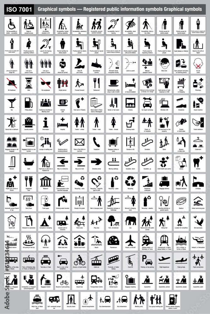 Safety Symbol Pictogram Icon of Building Transportation Fascility ISO ...