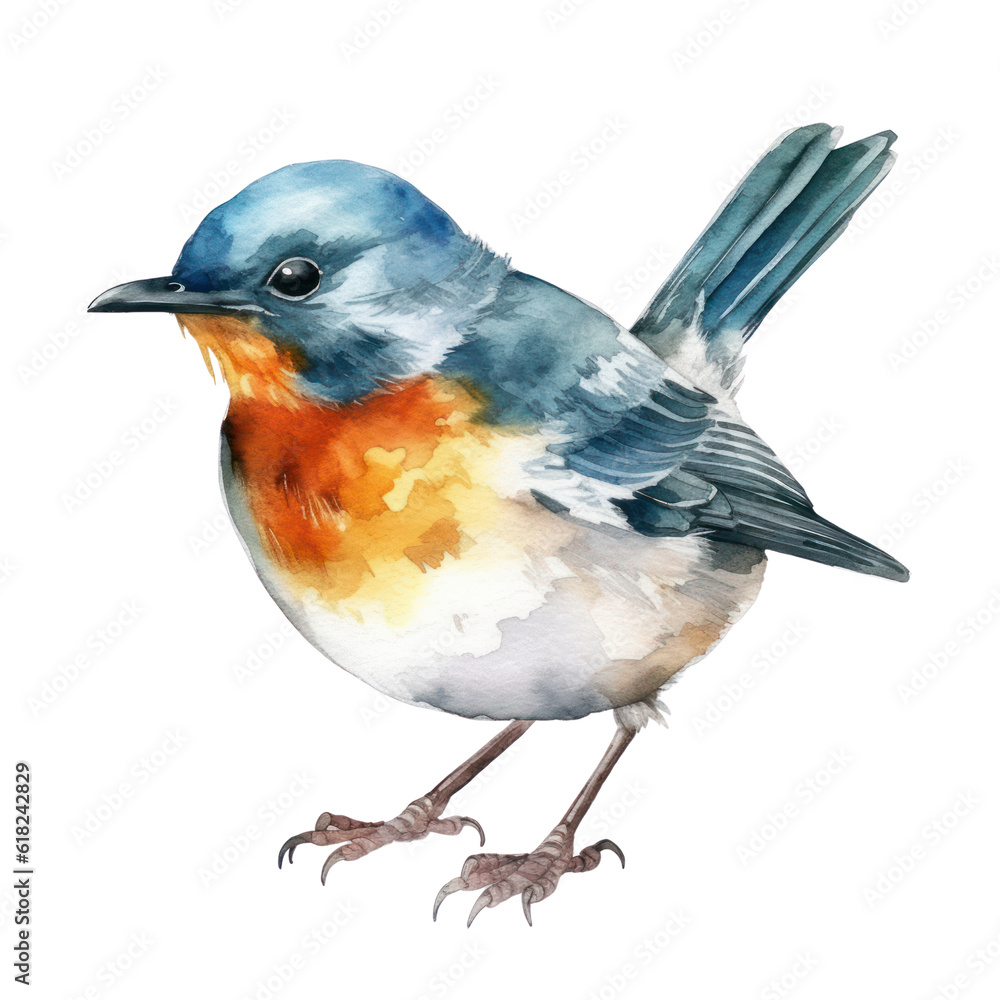 robin watercolor isolated on transparent background cutout Stock ...