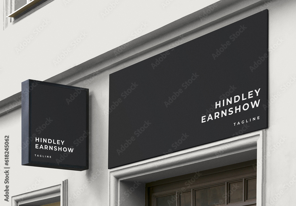 Sign Logo Mockup Template Style Effect Wall Badge Text Branding Stock ...