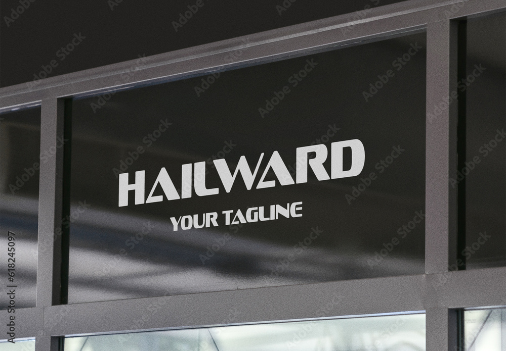 Sign Logo Mockup Template Style Effect Wall Badge Text Branding Stock ...