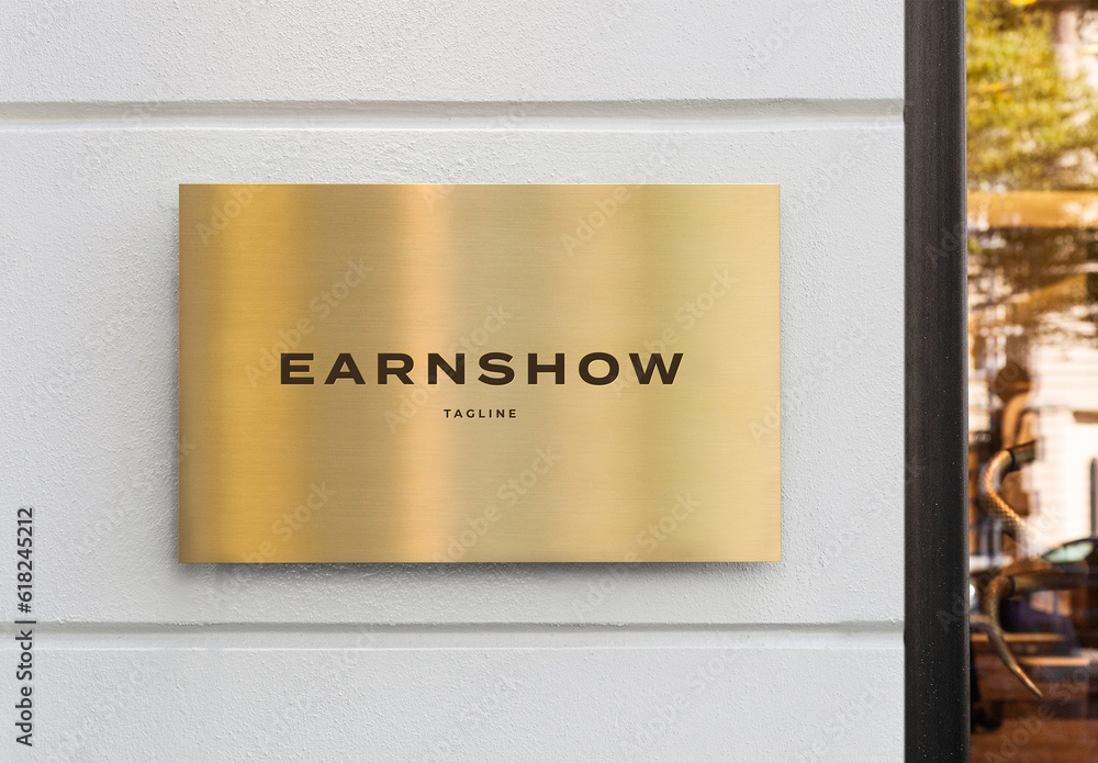 Sign Logo Mockup Template Style Effect Wall Badge Text Branding Stock ...