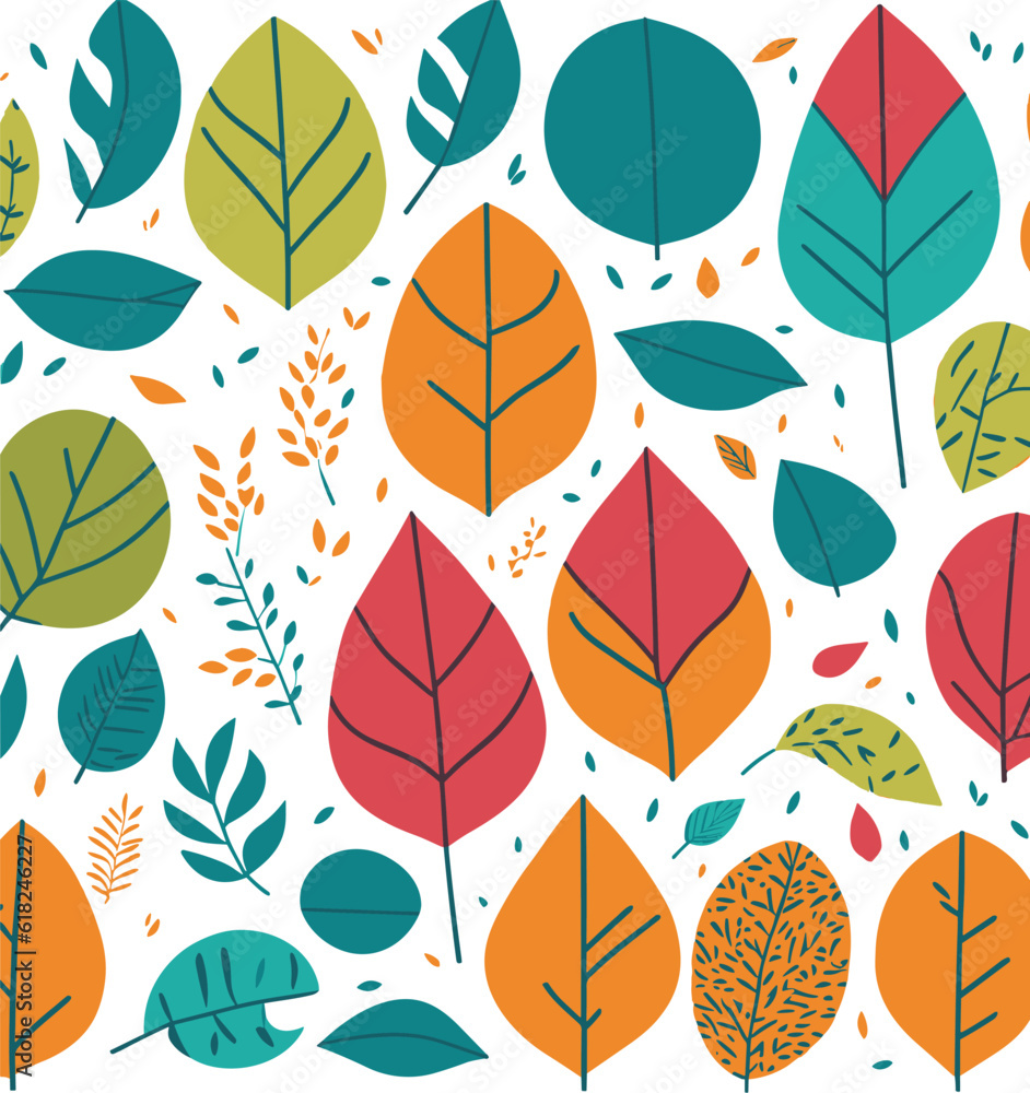 Colorful organic shapes pattern. Cute botanical shapes. Random cutouts ...