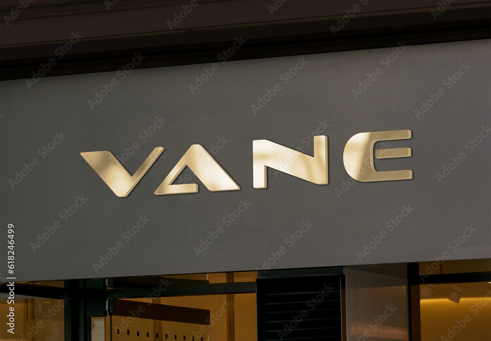 Sign Logo Mockup Template Style Effect Wall Badge Text Branding Stock ...