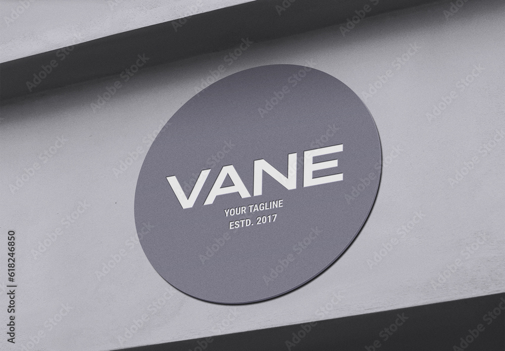 Sign Logo Mockup Template Style Effect Wall Badge Text Branding Stock ...