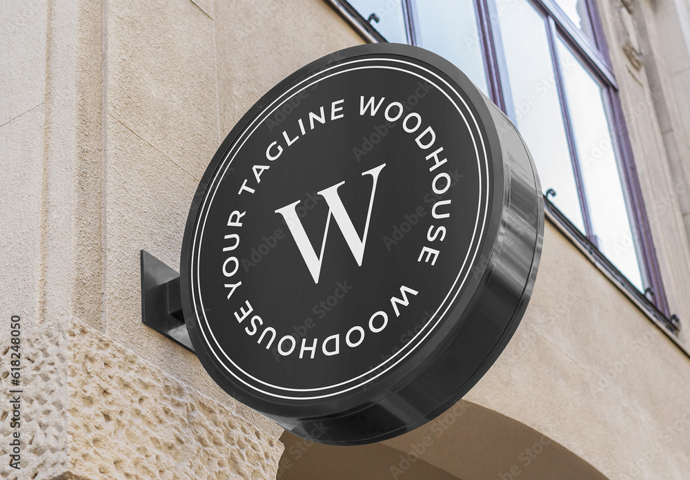 Sign Logo Mockup Template Style Effect Wall Badge Text Branding Stock ...