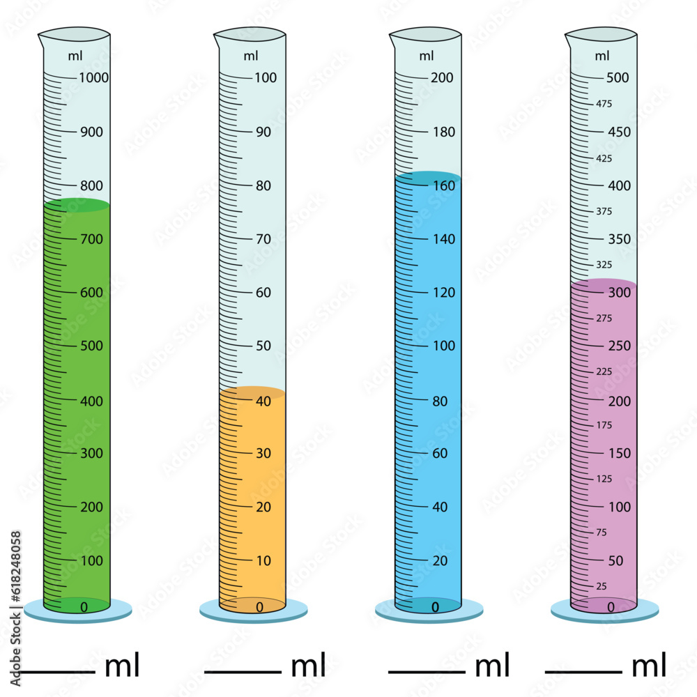 Measuring cylinder. Vector illustration. Cylinder graduated tube vector ...
