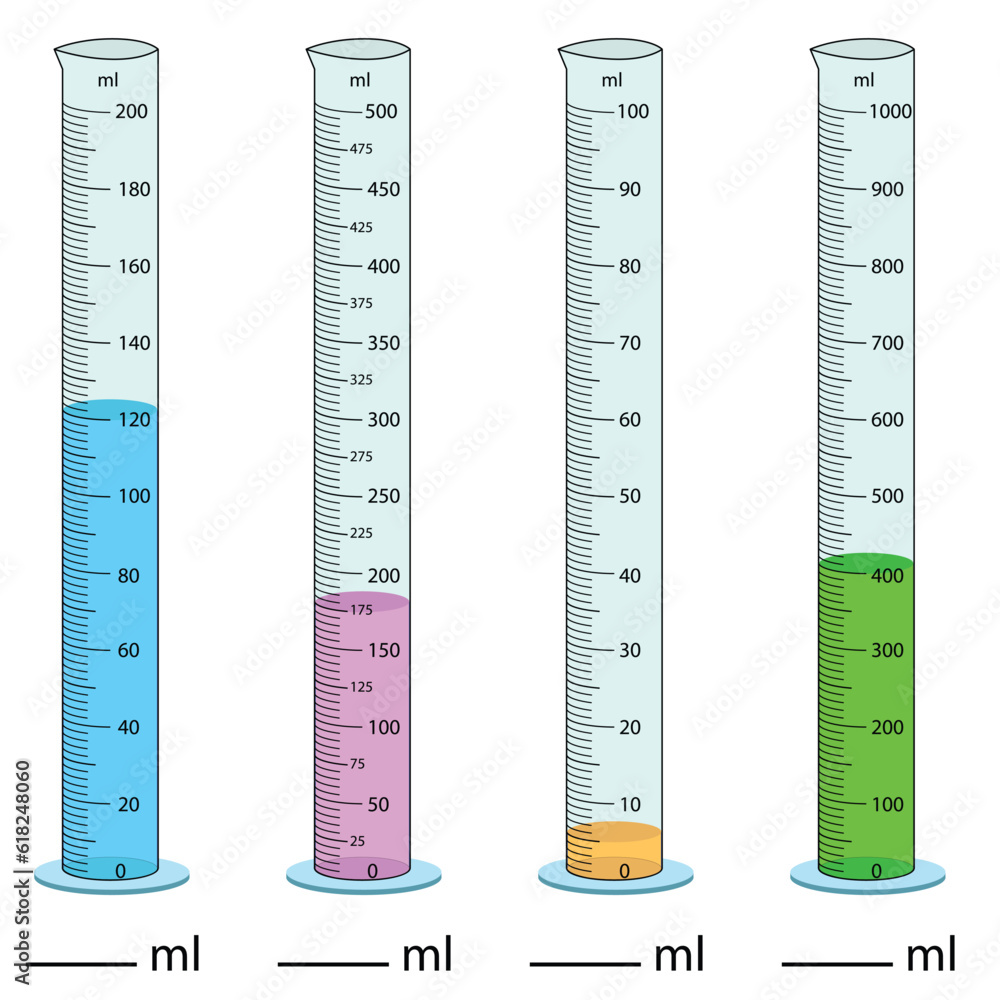 Measuring cylinder. Vector illustration. Cylinder graduated tube vector ...