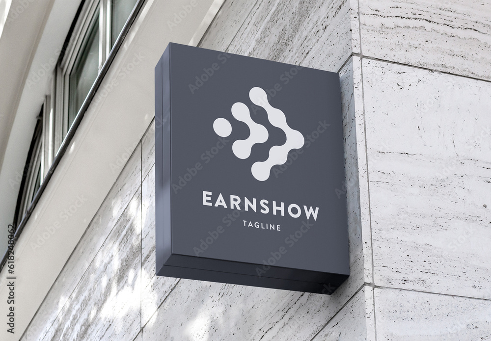 Sign Logo Mockup Template Style Effect Wall Badge Text Branding Stock ...