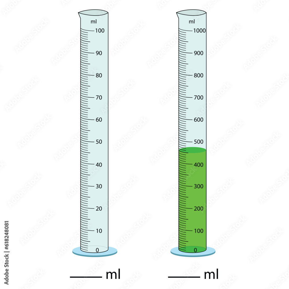 Measuring cylinder. Vector illustration. Cylinder graduated tube vector ...