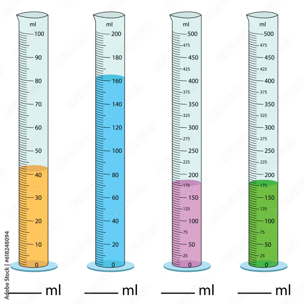 Measuring cylinder. Vector illustration. Cylinder graduated tube vector ...