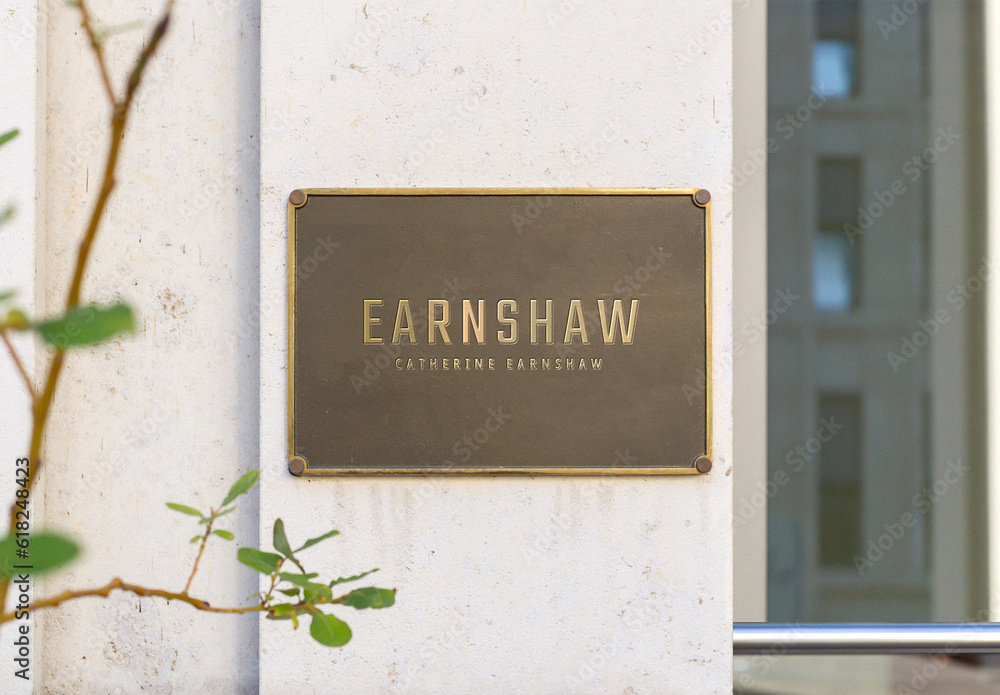 Sign Logo Mockup Template Style Effect Wall Badge Text Branding Stock ...