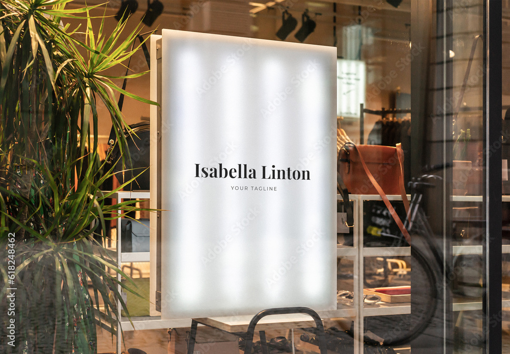 Sign Logo Mockup Template Style Effect Wall Badge Text Branding Stock ...