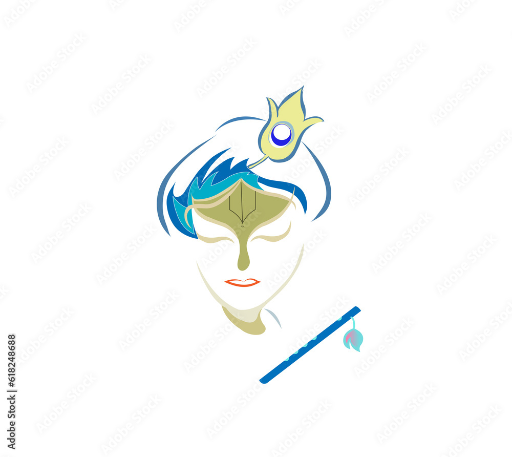 Krishna logo illustrations vector graphics & clip art design Stock ...