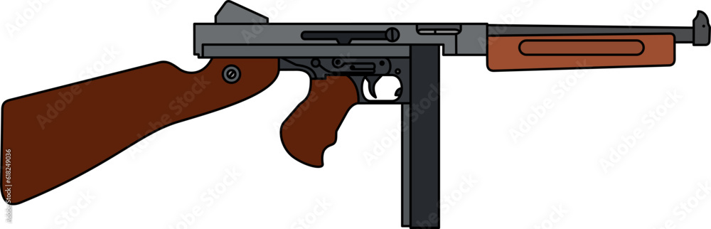 vector Thompson M1A1 submachine gun, tommy gun Stock Vector | Adobe Stock