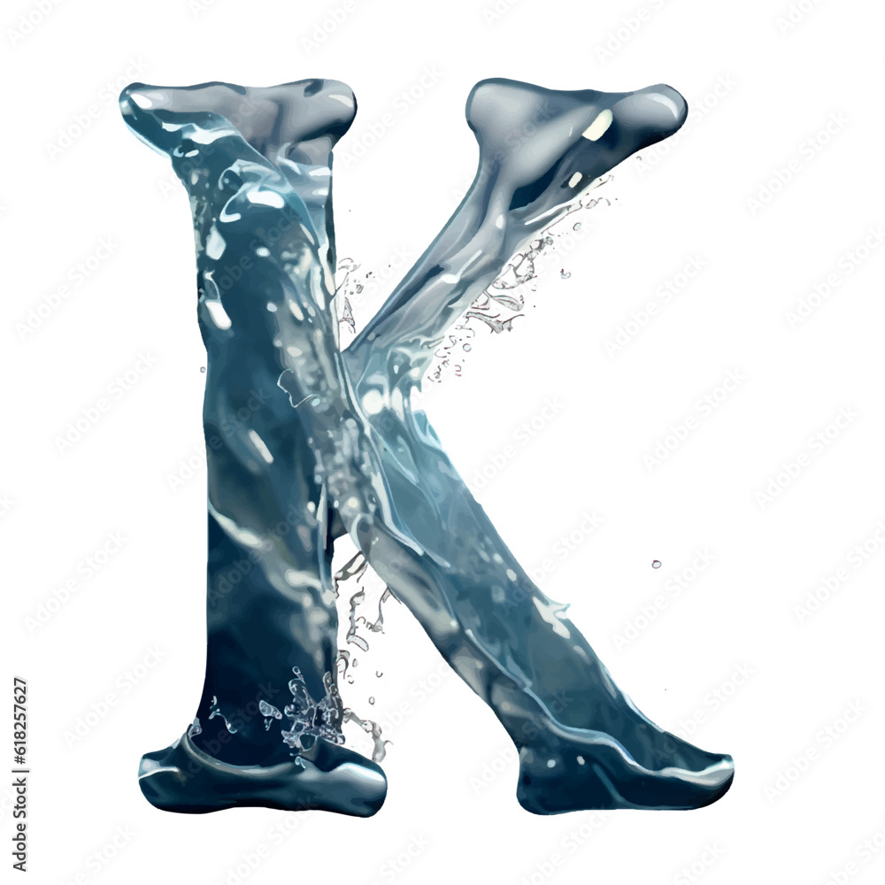 capital letter k in water with blank image background. letter k of ...