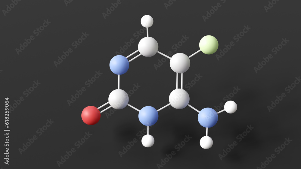 flucytosine molecule, molecular structure, antifungal medication, ball ...