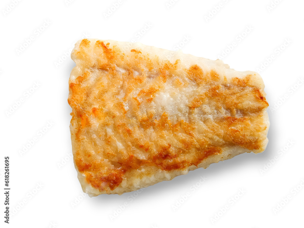 Pan-seared golden-brown haddock isolated on transparent background ...