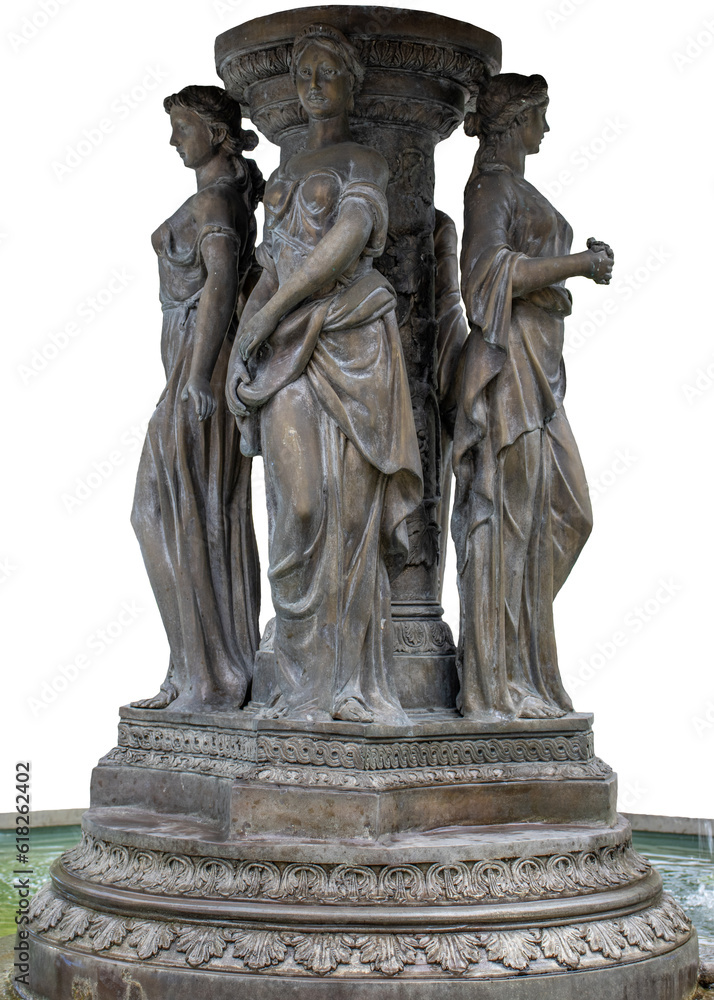 Fountain in the city park with women statues isolated PNG photo with ...