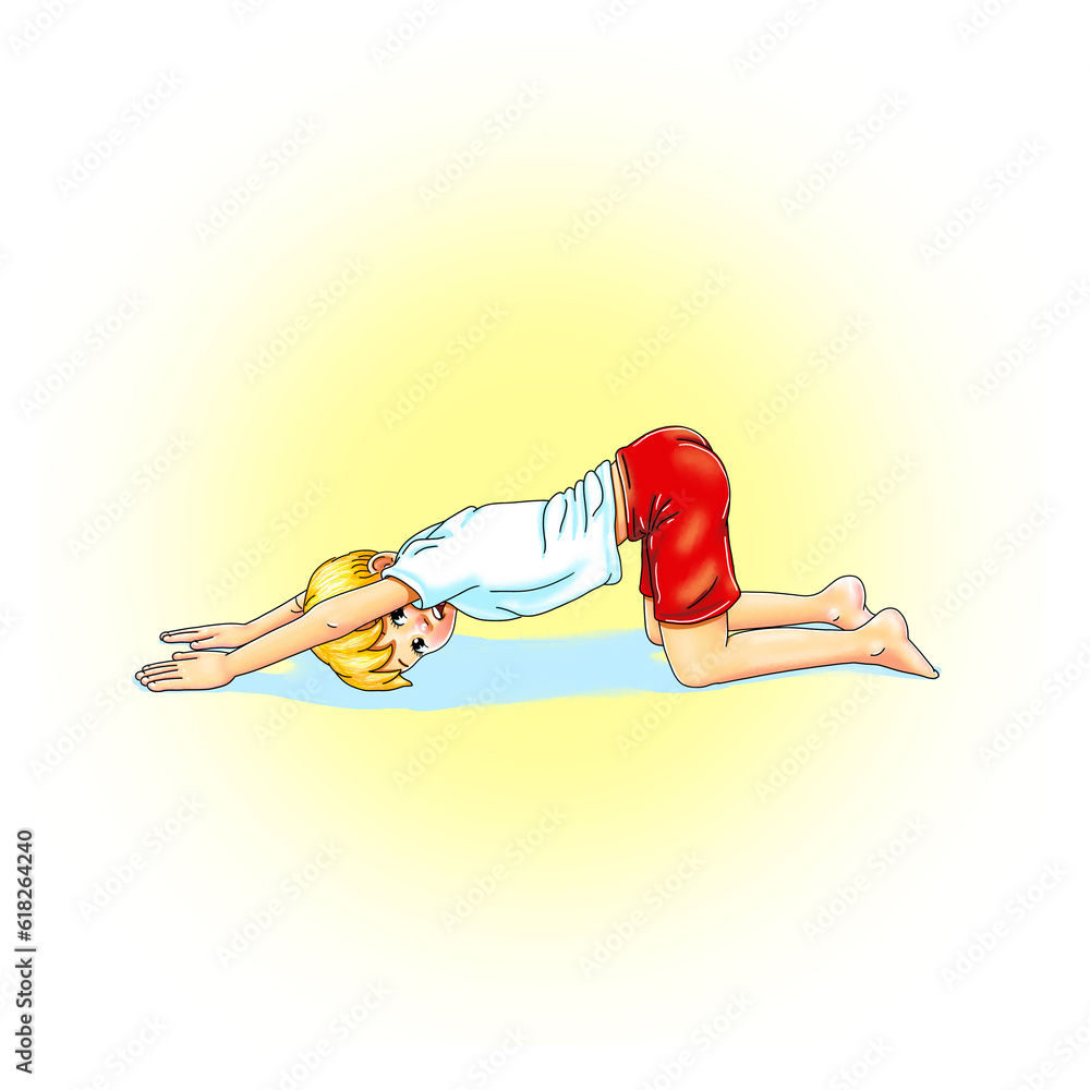 Kids Yoga - Joga für Kinder, Asana gestreckter Hund, horizontal Banner ...