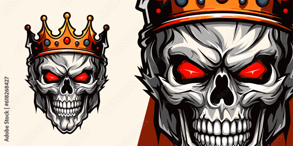 Illustrated Vector Graphic: Zombie Skull King with Crown Logo Mascot ...