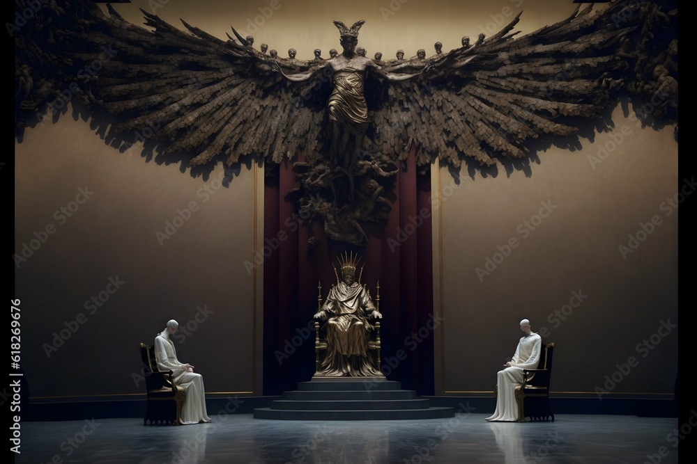 throne room angelic statues made of bronze on ceiling and walls ...