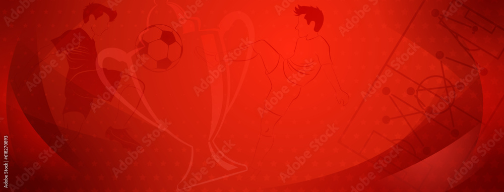 Abstract soccer background with a football players kicking the ball and ...