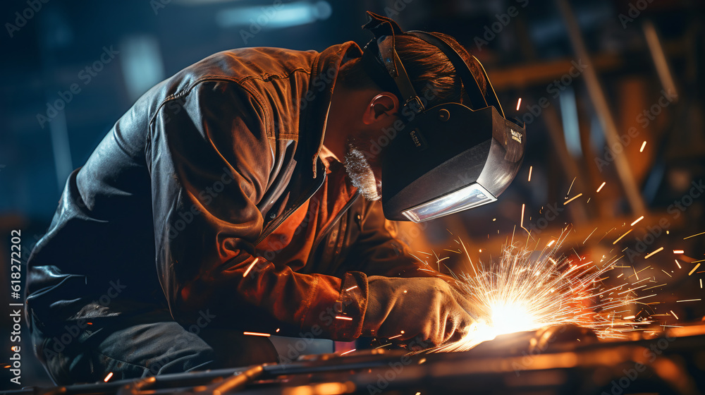 welding with sparks no safety hyper realistic Stock Illustration ...