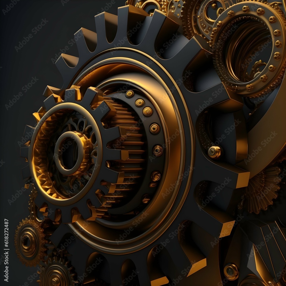 futuristic gears color scheme black and gold unreal engine octane ...