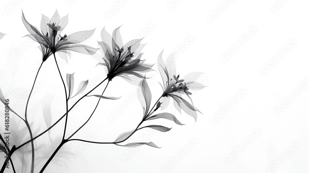 Art background with transparent x-ray flowers. Blooming flowers ...