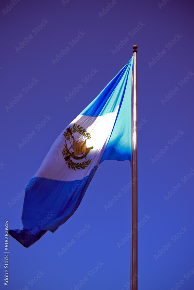 Poster flag pole and coat of arms embodied as a symbol of patriotism ...