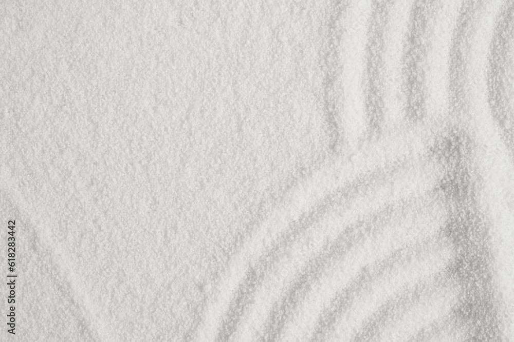 Zen garden with line pattern on white sand in Japanese style, Sand ...