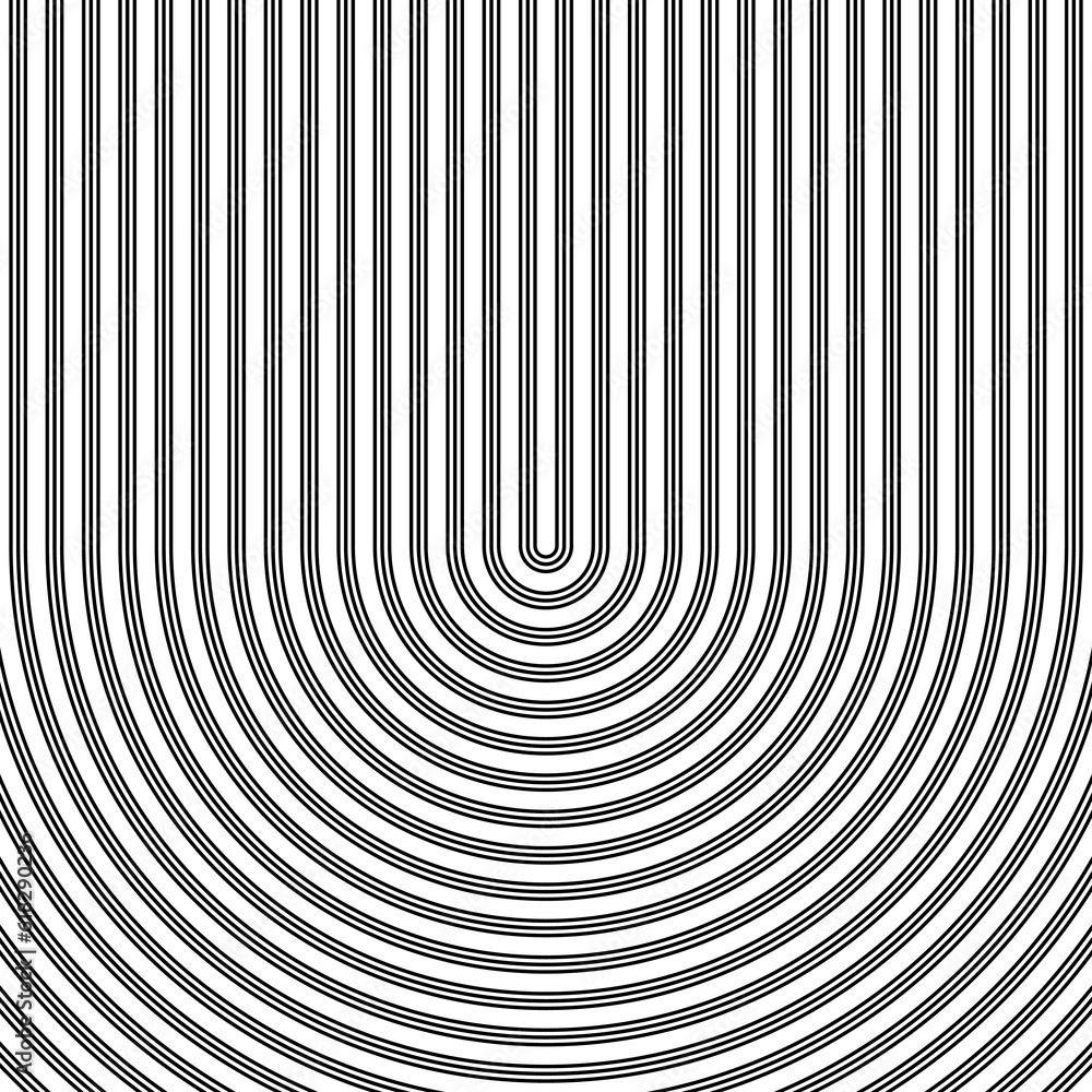 Black circular lines on white background. Striped wallpaper. Surface ...