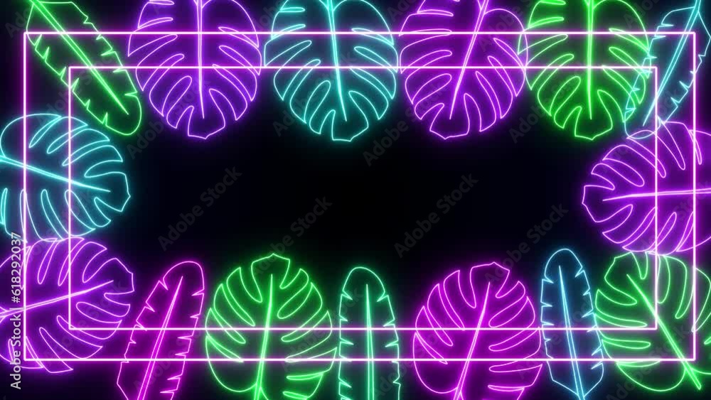 Summer Neon Animation Background, Animation Of Tropical Summer Palm ...
