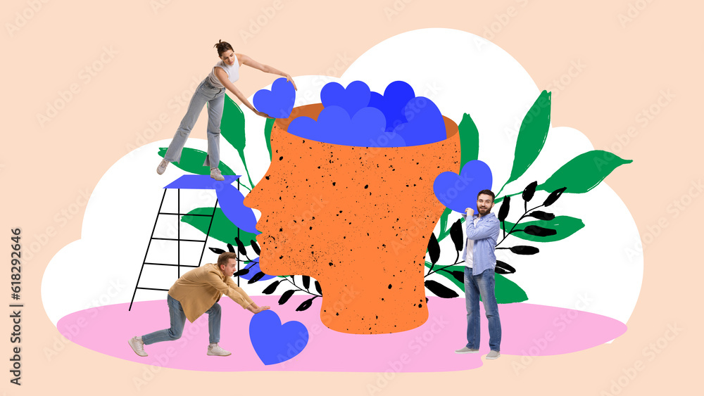 Young people working together on kind, relaxed, loving and caring ...