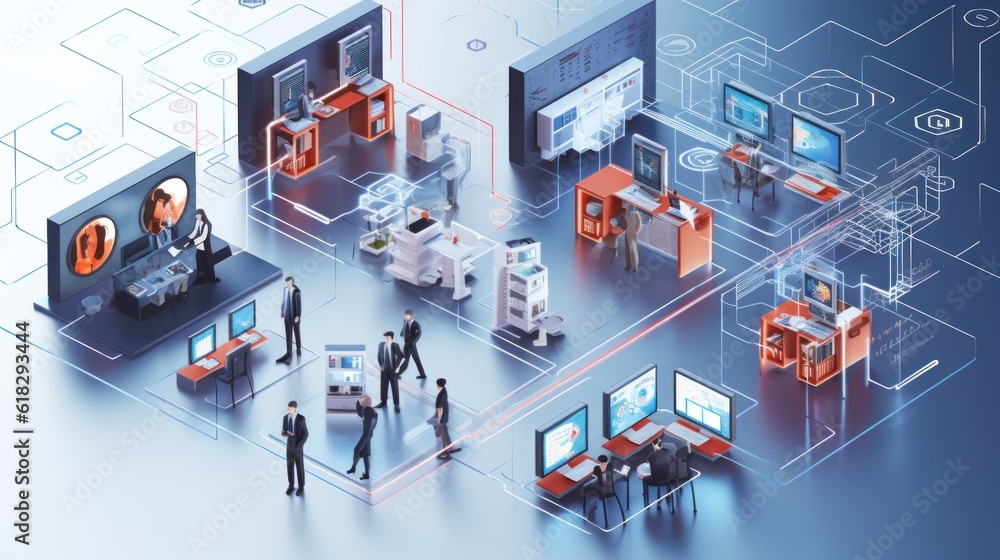 Illustrate a scene depicting robust network security measures, such as ...