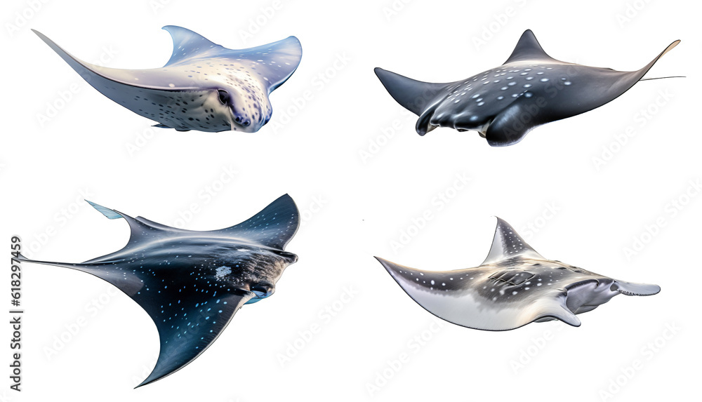 Set of stingray isolated on the transparent background PNG. AI ...