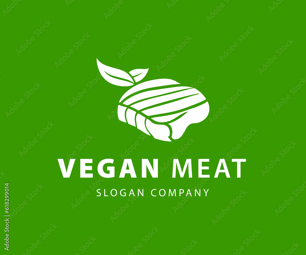 Vegetarian meat Premium logo. Plant based meat logo. Vegan steak with ...