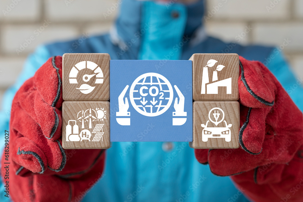 Concept of reduce CO2 emissions. Depicting the issue of carbon dioxide ...