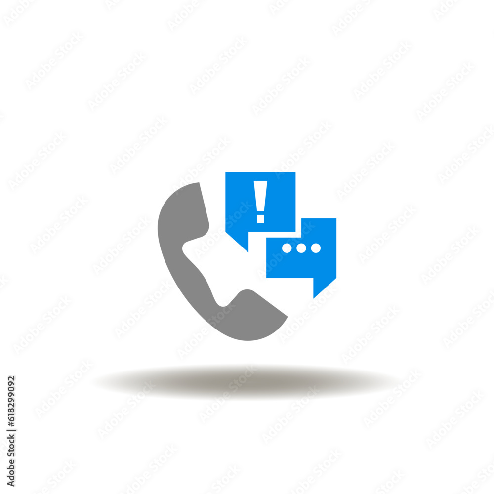 Vector illustration of handset phone and speech bubbles with ...