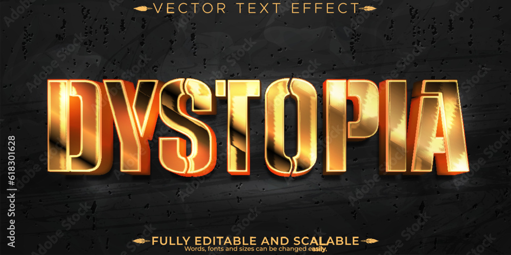 Dystopia text effect; editable history and crome text style Stock ...