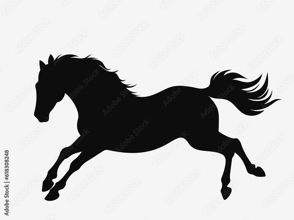 Running horse. Black silhouette. Vector illustration Stock Vector ...