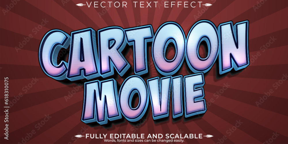 Cartoon movie text effect, editable comic and pop art text style Stock ...