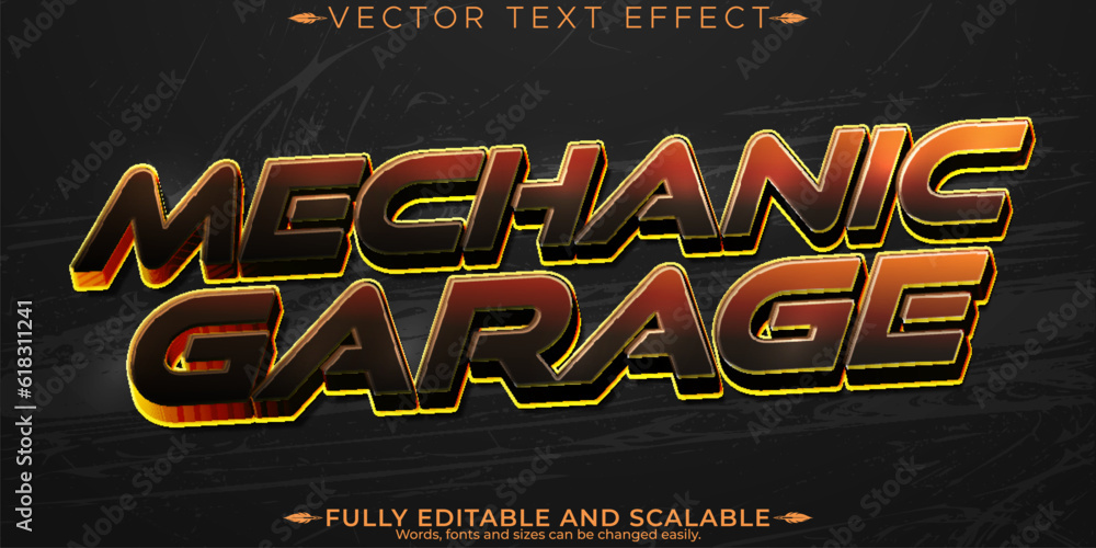 Garage text effect, editable mechanic and car text style Stock Vector ...
