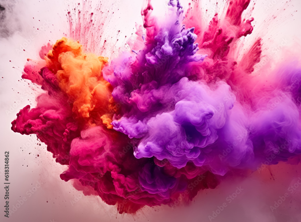 colorful powder background with powder drops, in the style of ink ...