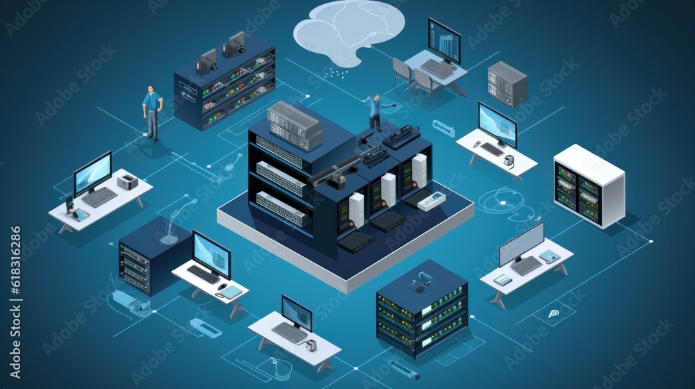 Comprehensive IT infrastructure setup, including servers, switches ...