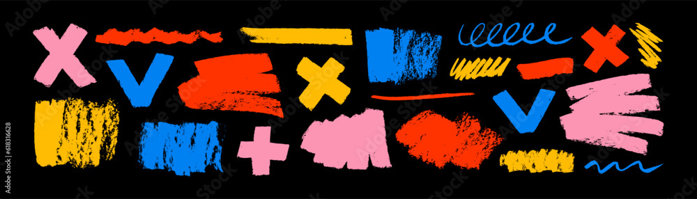 Collection multi colored grungy smears and rough stains. Colorful ...