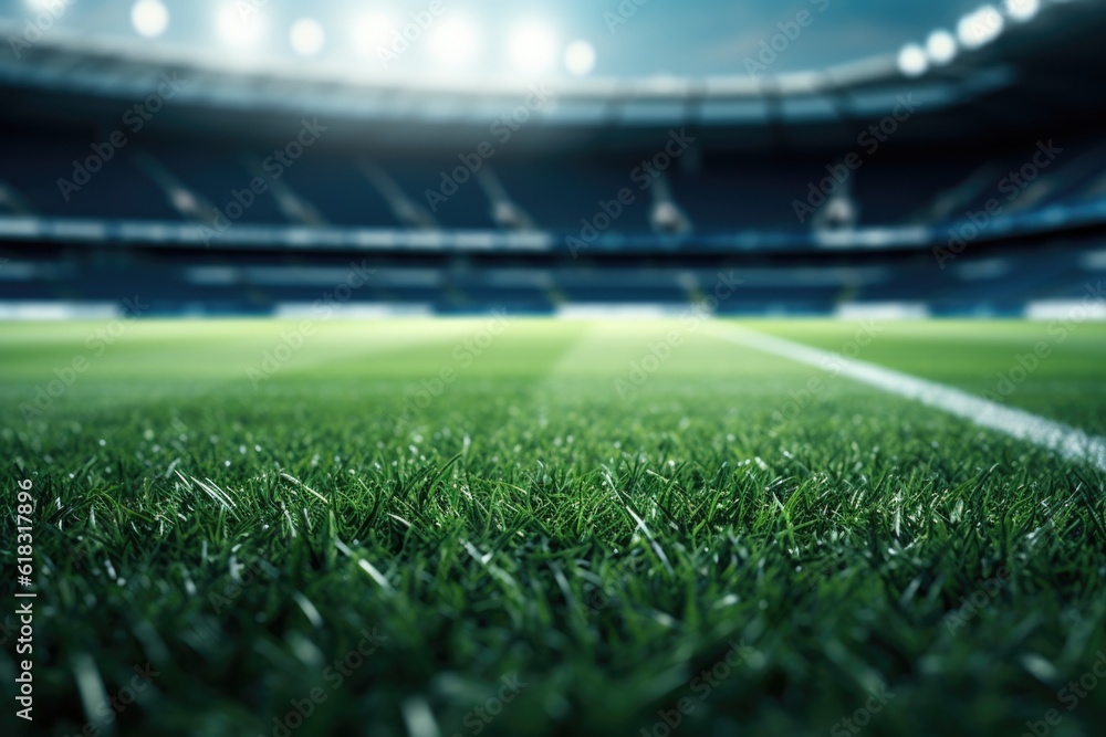 football stadium with lights - grass close up in sports arena ...